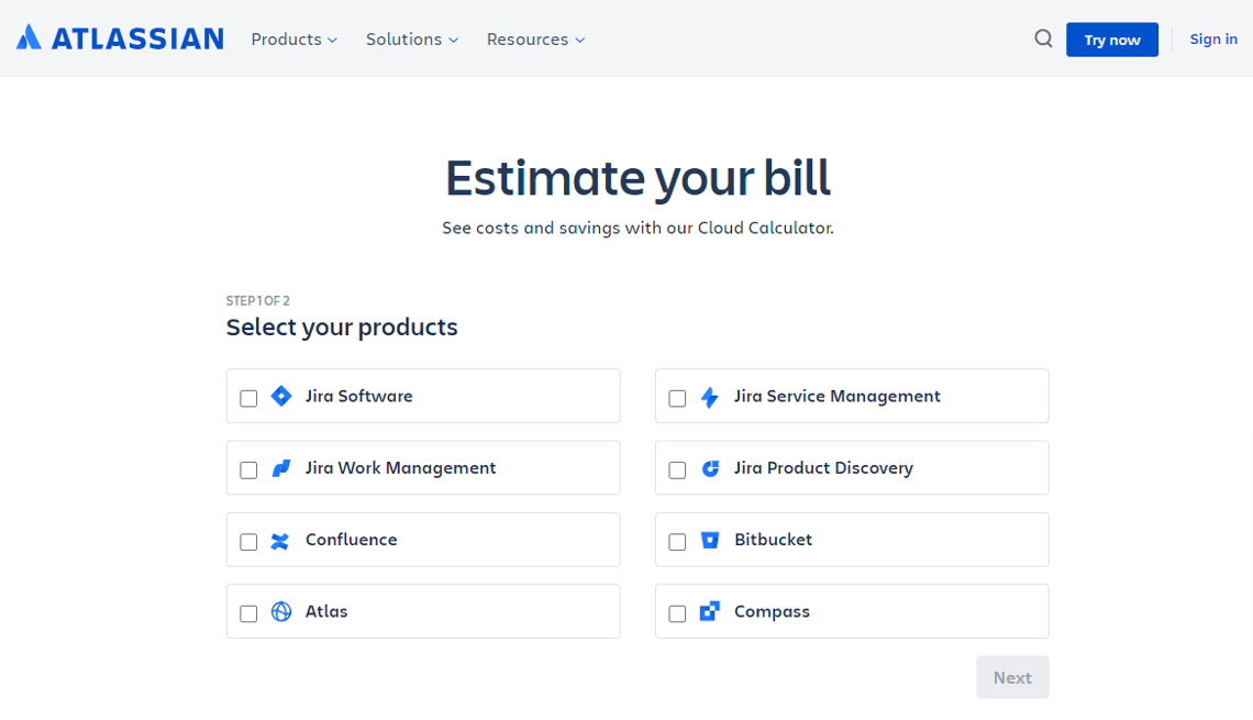 Atlassian Pricing Calculator - Công cụ báo giá nhanh các sản phẩm Atlassian Cloud